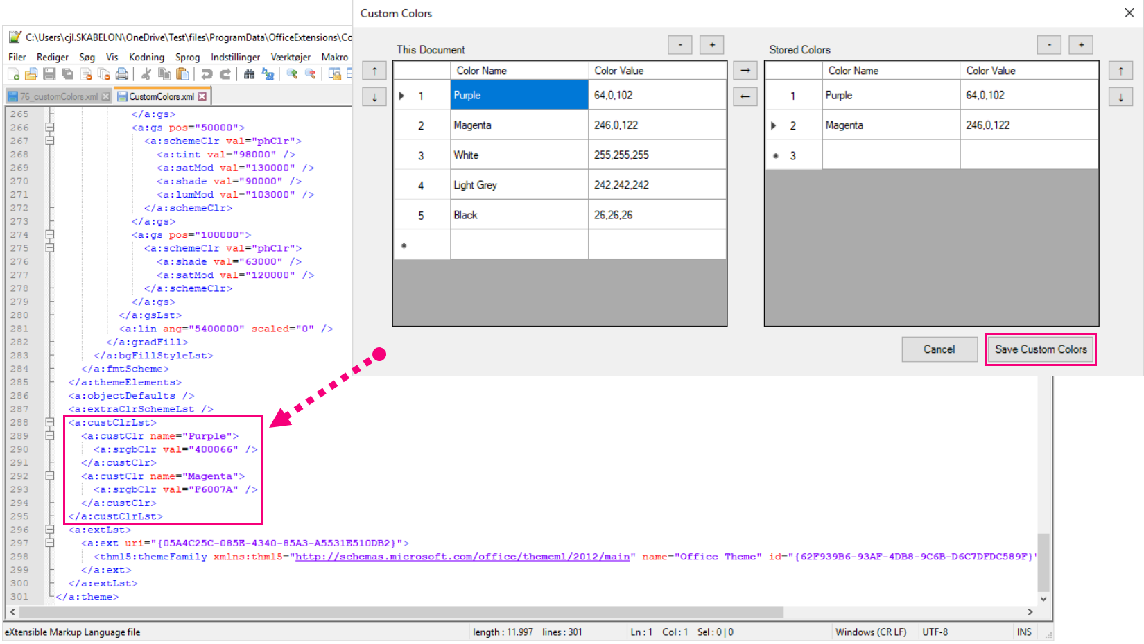 Custom colors (W/P) – Omnidocs