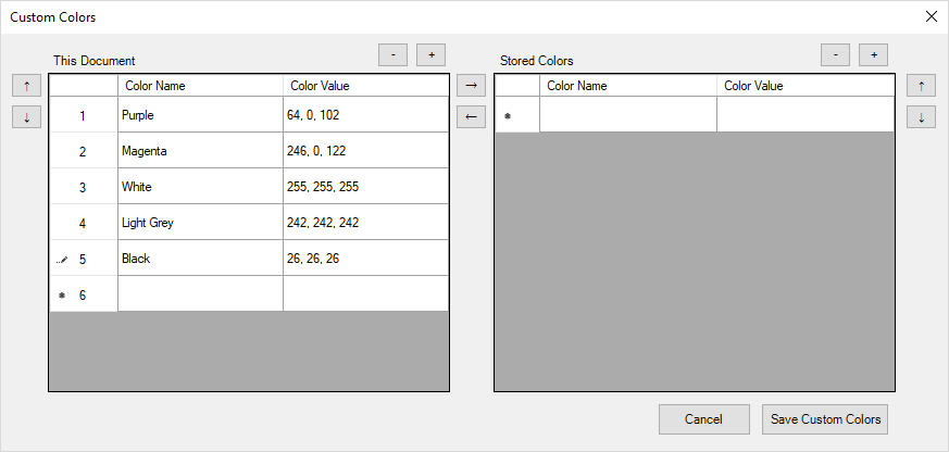 Custom colors (W/P) – Omnidocs
